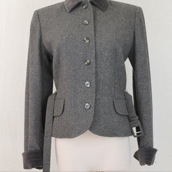 jaeger | Jackets & Coats | Vintage Jaeger Belted Gray Wool Jacket Uk 8 ...